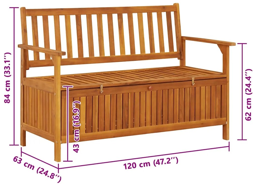 vidaXL Marketos Zahradní úložná lavice 120 cm masivní akáciové dřevo