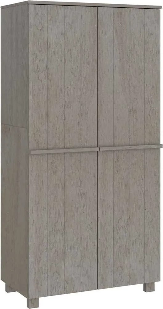 Šatní skříň HAMAR světle šedá 89 x 50 x 180 cm masivní borovice 340483