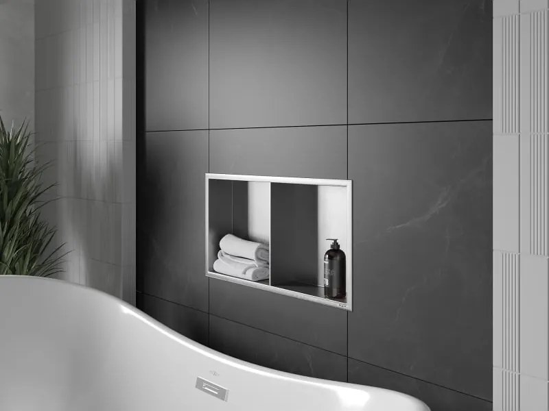 Mexen X-Wall-R nástěnná polička s límcem a policí 60 x 30 cm, inox - 1910603010S