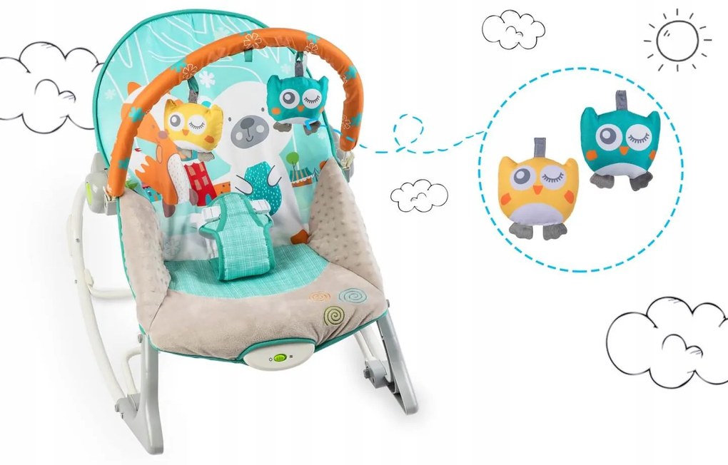 Ricokids Houpací vibrační křesílko/lehátko Happy Owl