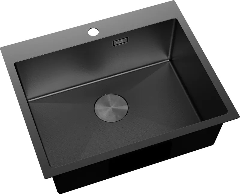Mexen Solix, 1-komorový nerezový dřez 600 x 500 mm, černá, vzor voština, 6408601000-70HC