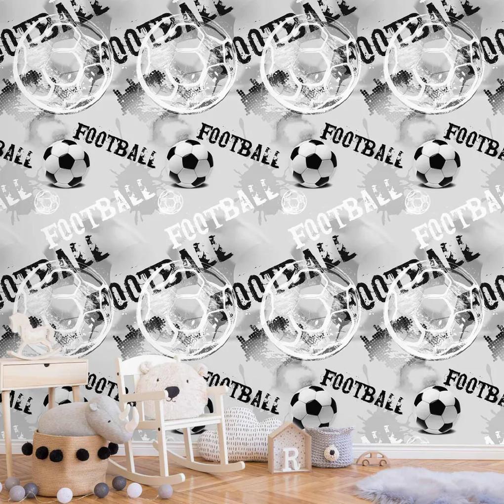 Tapeta Pro milovníka sportu - grafiky a nápisy s fotbalem - černobílé