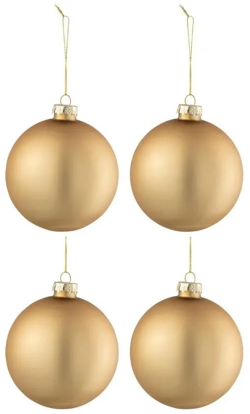 OnaDnes -20% Set čtyř zlatých skleněných vánočních ozdob J-Line Flu 10 cm