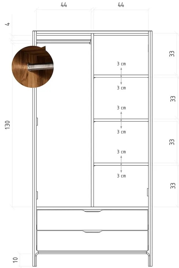 Šatní skříň z dubového dřeva v přírodní barvě 96x188 cm Twig – The Beds