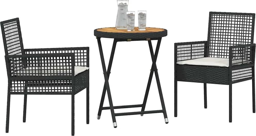 Zahradní bistro set 3 ks Černá polyratan 3334967