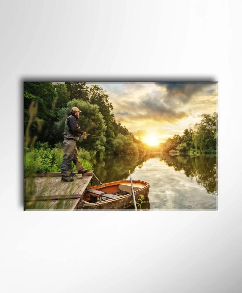 Malvis ® Obraz Rybář s prutem ROZMĚR (šířka x výška): pětidílný obdélník 200x90 cm