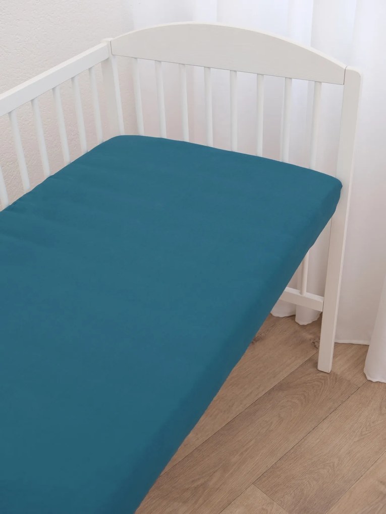 MK Lůžkoviny Jersey prostěradlo do postýlky Classic 70 × 140 cm - petrolejová