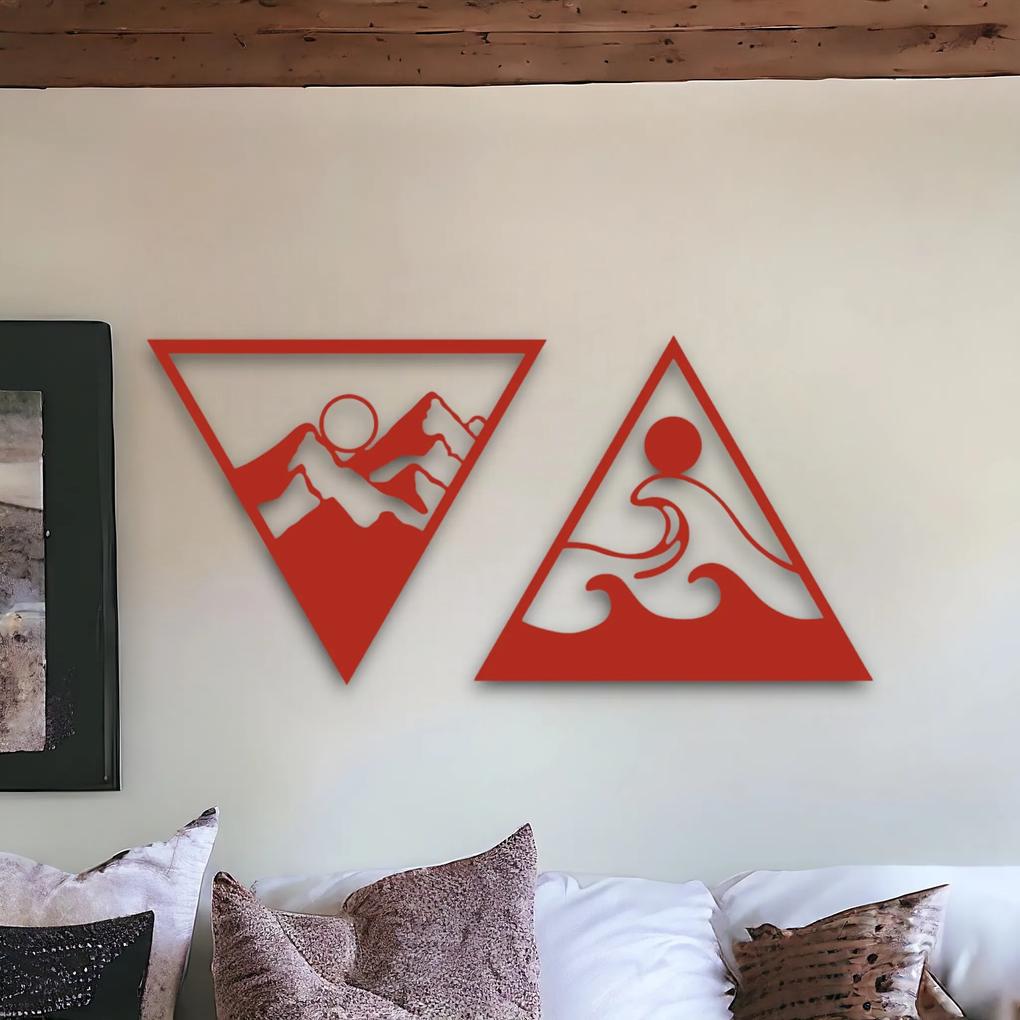 Příroda v trojúhelníku 5 - kovový obraz na zeď Velikost: 100cm, Barva: Red