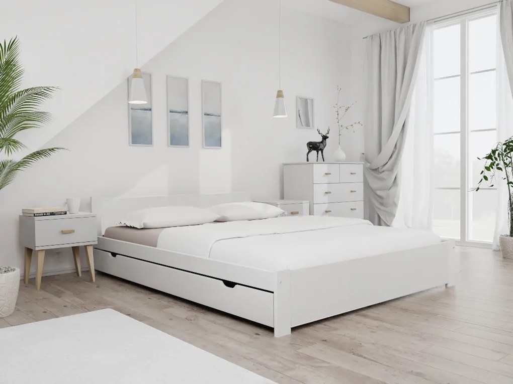 Postel IKAROS 140 x 200 cm, bílá Matrace: Matrace Coco Maxi 20 cm, Rošt: S lamelovým roštem