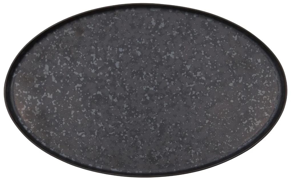 OnaDnes -20% House Doctor Černý kameninový servírovací talíř Pion 30,9 x 19,6 cm