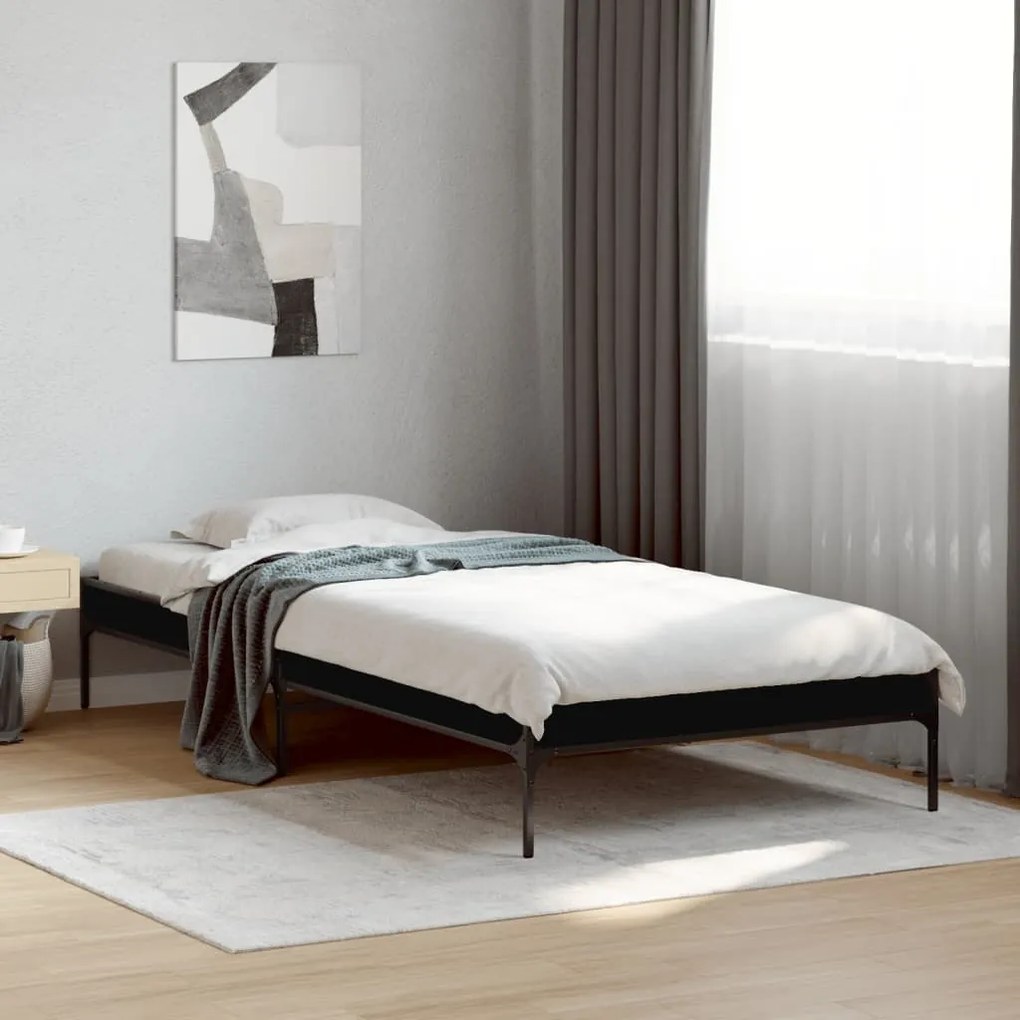Rám postele černý 100 x 200 cm kompozitní dřevo a kov Černý 845026