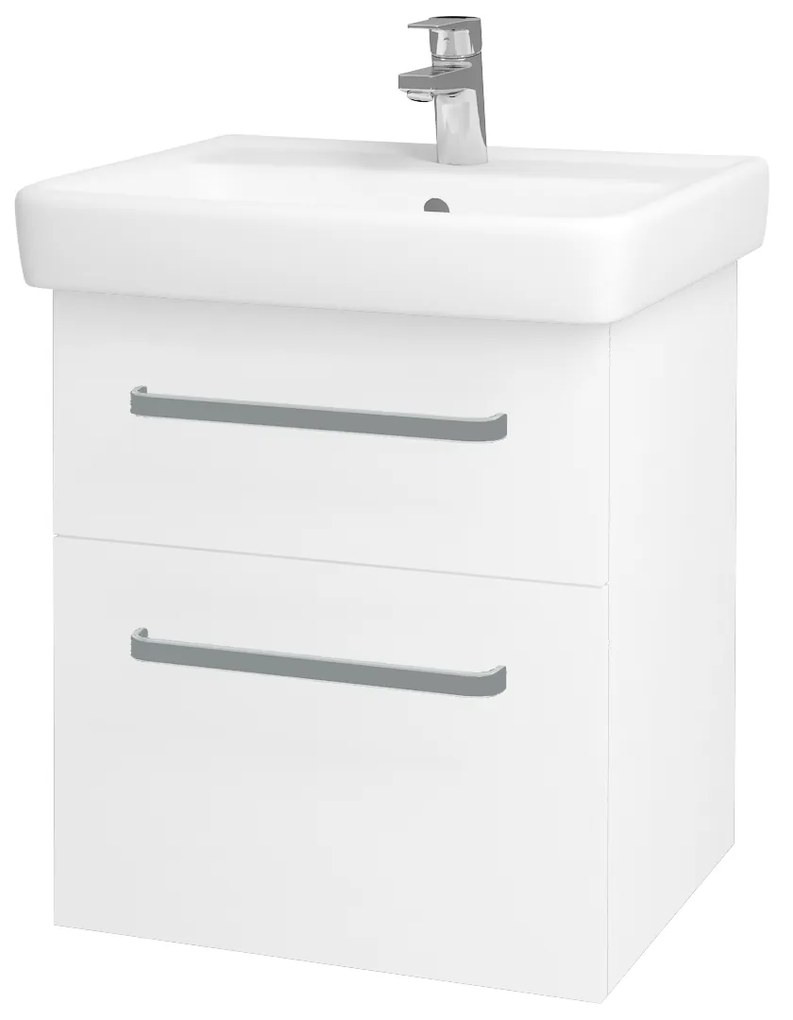 Dřevojas - Koupelnová skříň Q MAX SZZ2 55 - N01 Bílá lesk / Úchytka T01 / L01 Bílá vysoký lesk 61251A
