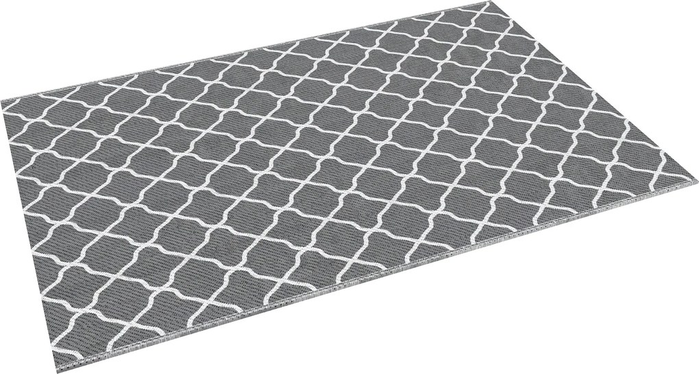Outsunny Zahradní Koberce 182x274 cm Reverzibilní Koberec se Geometrickým Vzorem Voděodolný pro Terasu, Balkon, Patio, Kempování a Pláž Šedý a Bílý |