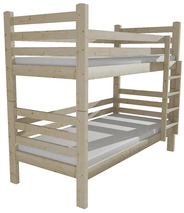 Vomaks Patrová postel M 007 NEW* 80 x 190 cm surové dřevo 90 cm (+10 cm vsuvky mezi lůžky a prodloužený žebřík)