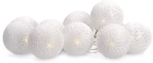 SOLIGHT LED řetěz vánoční koule bavlněné, 10LED, 1m, 2x AA, IP20