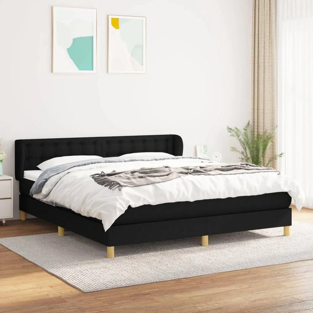 Box spring postel s matrací černá 180x200 cm textil,  3127143
