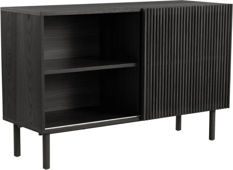Černá skříňka v dekoru jasanu s posuvnými dveřmi 124x80x45 cm Sion – Jotex