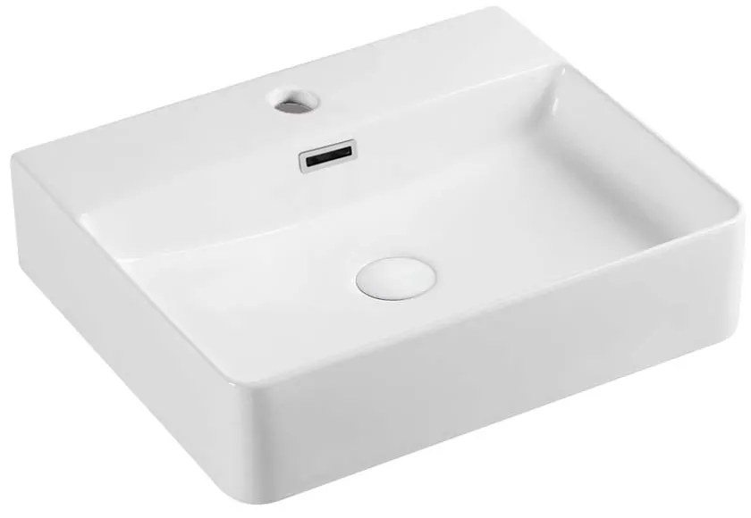 Mereo Mereo, Leny, koupelnová skříňka s keramickým umyvadlem 50 cm, bílá, nové madlo, MER-CN810N