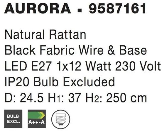 Nova Luce Závěsné svítidlo AURORA, ratan, E27 1x12W Barva: Bílá