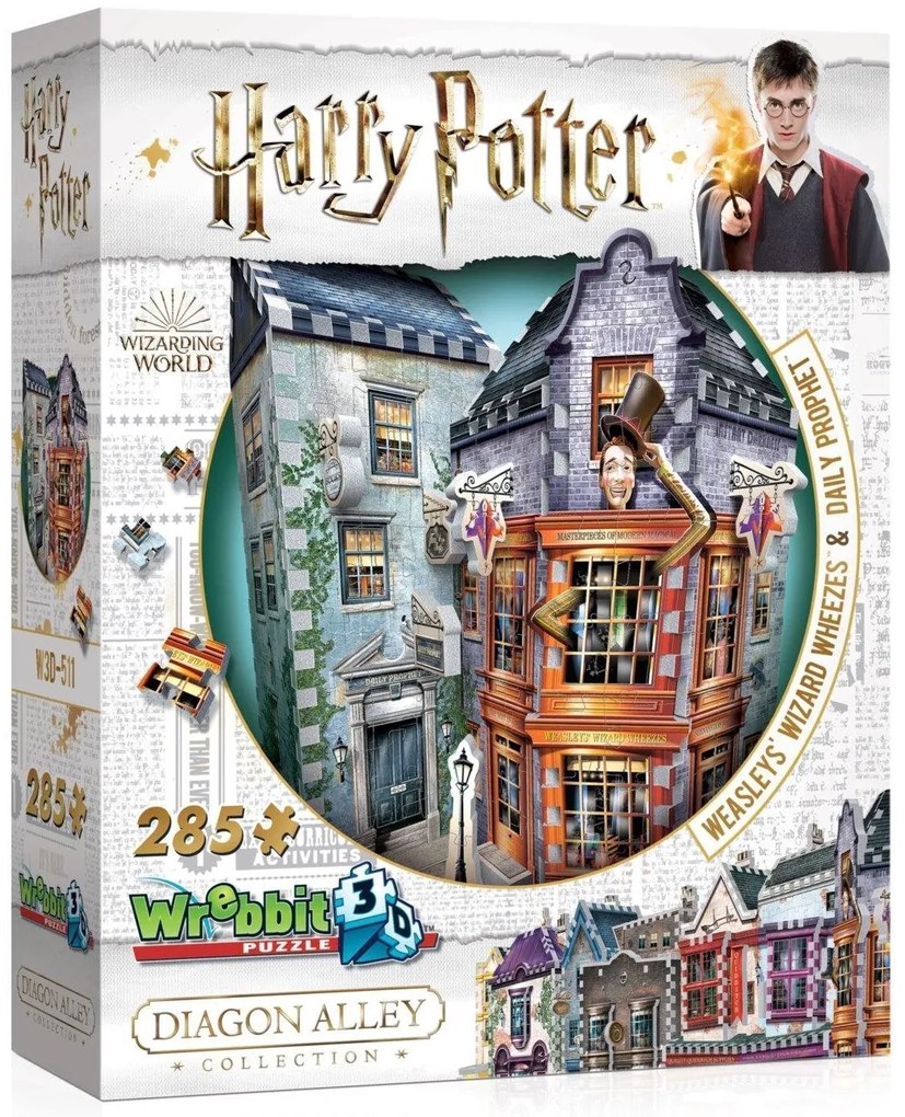 3d puzzle wrebbit 3d puzzle harry potter: kratochvílné a kouzelnické kejkle a denní věštec 285 dílků