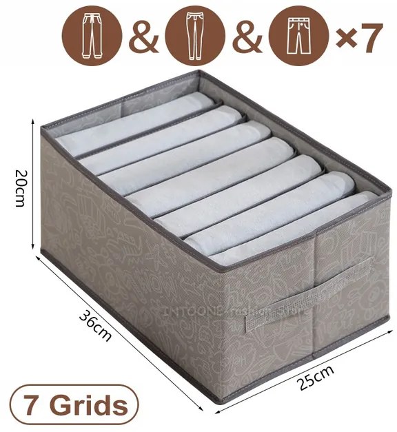 Šatní organizér s grafikou Barva: Šedá, Velikost: 7 přihrádek