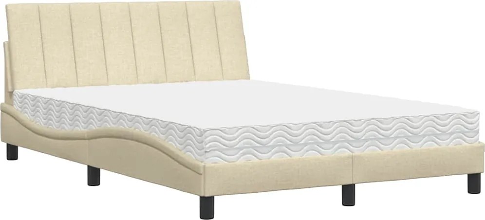Postel s matrací Hanko krémová 140 x 190 cm textil 3310529