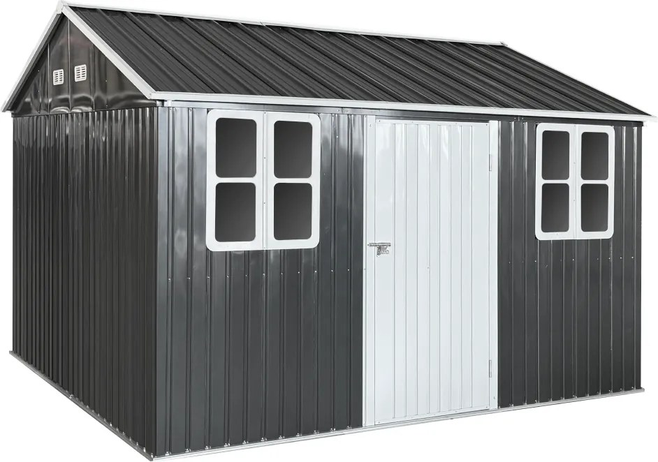 Plechový zahradní domek na nářadí, antracitová, 3,6x3,1x2,5 m, GABKO