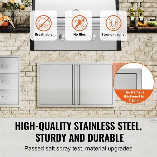 BBQ přístupová dvířka, 914 × 534 mm dvojitá venkovní kuchyňská dvířka – BH-011