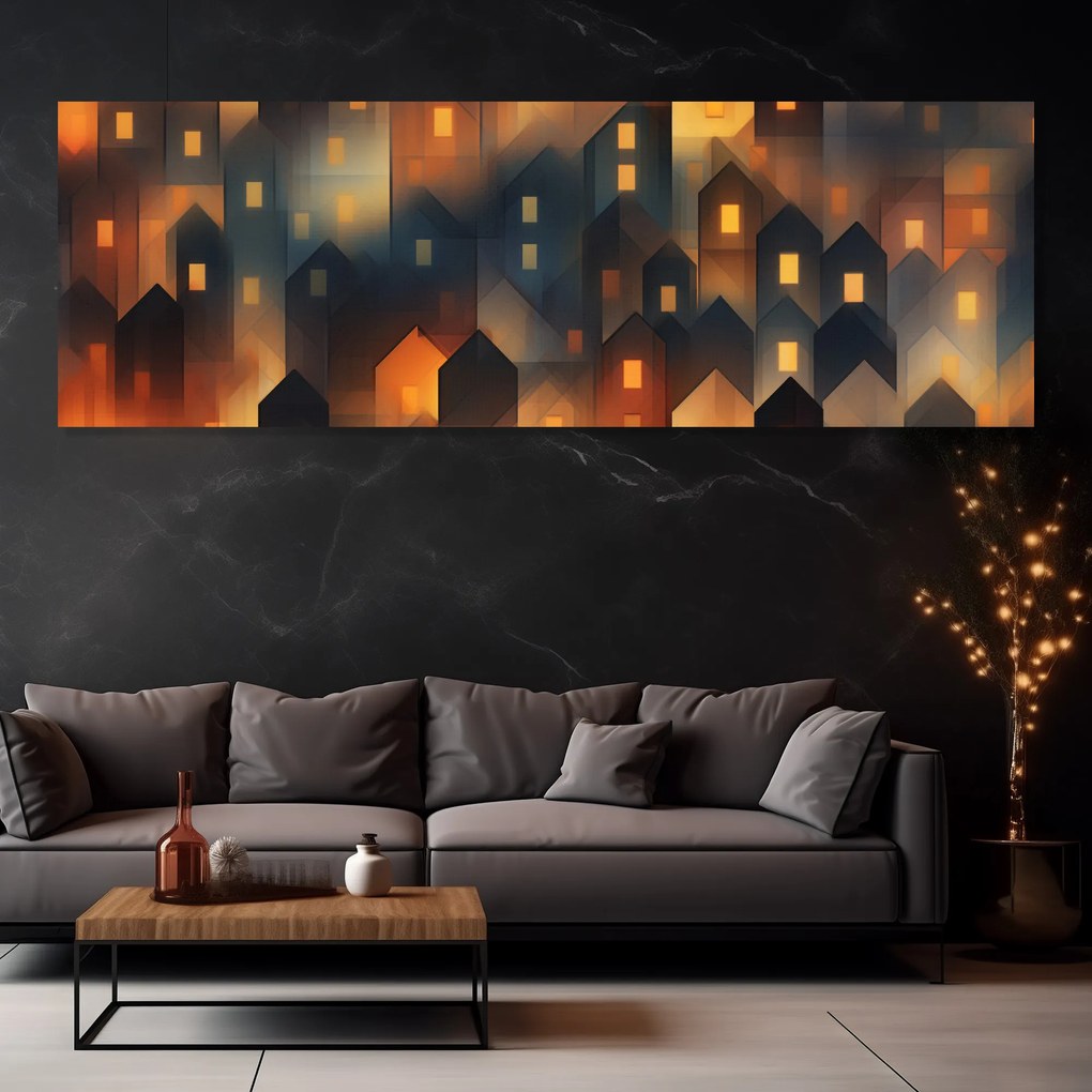 Obraz na plátně - Noční světla Treleborgu FeelHappy.cz Velikost obrazu: 180 x 60 cm