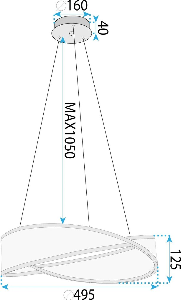 Toolight Závěsné stropní LED osvětlení G136-CP 50 cm zlaté