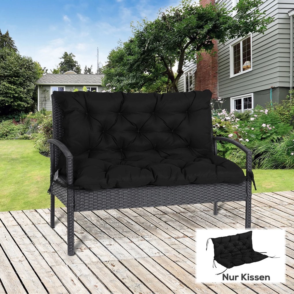 Outsunny Polštář na Lavici pro Dva 100 x 98 x 8 cm s Popruhy pro Vnitřní/Venkovní Použití pro Lavice do Zahrady