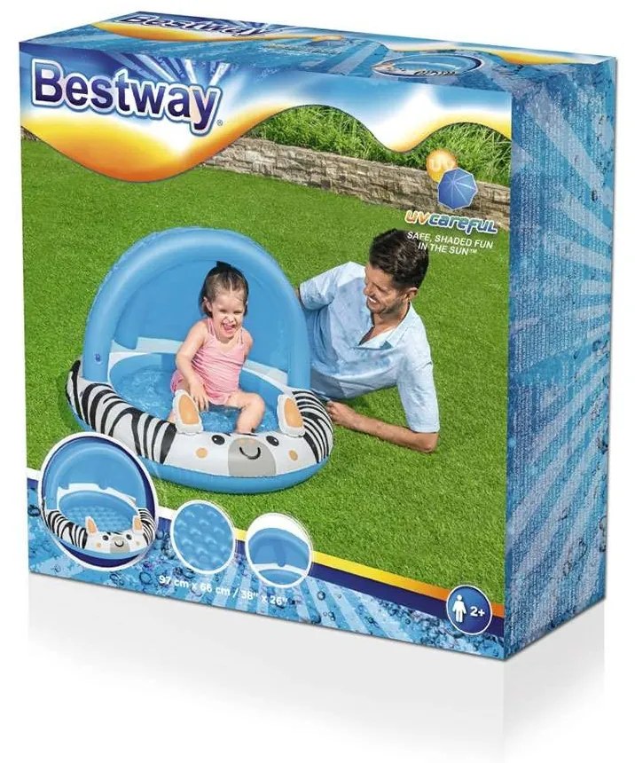 BESTWAY Dětský nafukovací bazén se stříškou a nafukovacím dnem Bestway Zebra