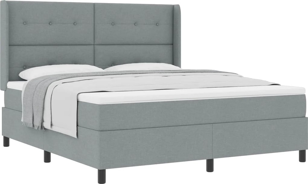Postel s boxspringem s čelo Světle šedá 200 x 180 cm textil 3341658