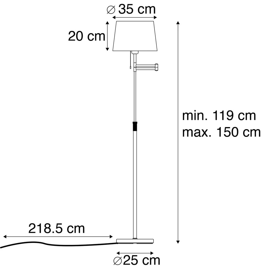 Chytrá stojací lampa bronzová s bílým stínítkem vč. Wifi A60 - Ladas Deluxe