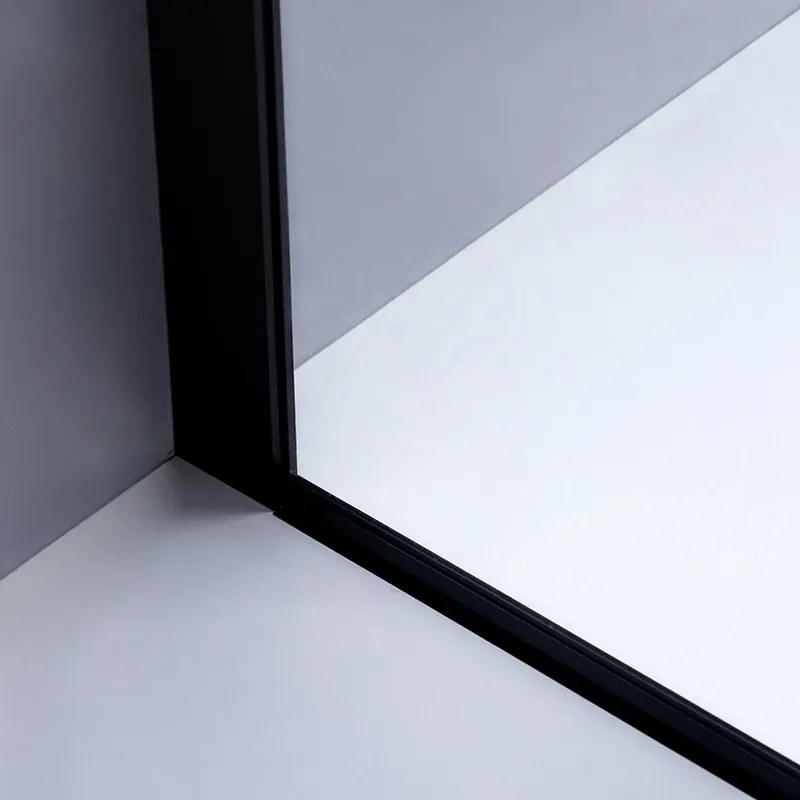 BPS-koupelny Posuvné sprchové dveře HYD-PD03B 100 černé/transparent pro instalaci do niky + vanička HYD-OSV-ST04A černá