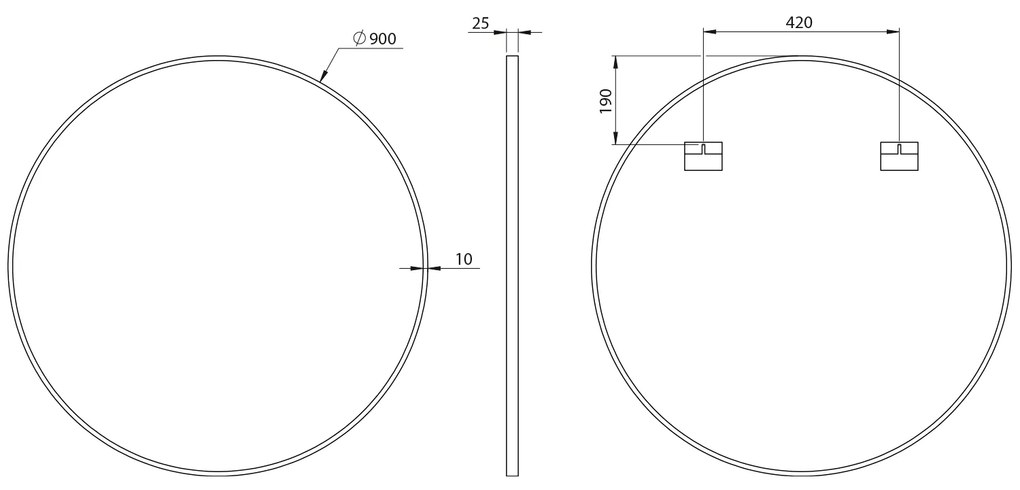 Sapho Sapho, AROWANA kulaté zrcadlo v rámu ø 90cm, černá mat, AWB090