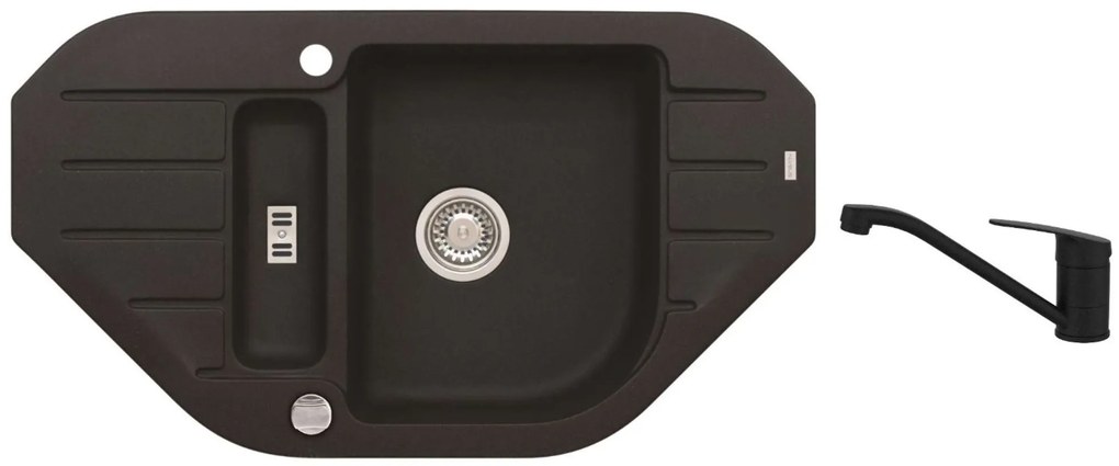 Alveus - Set dřezu Niagara 60 a baterie Clara, s ovládáním odpadu, carbon SETA25920