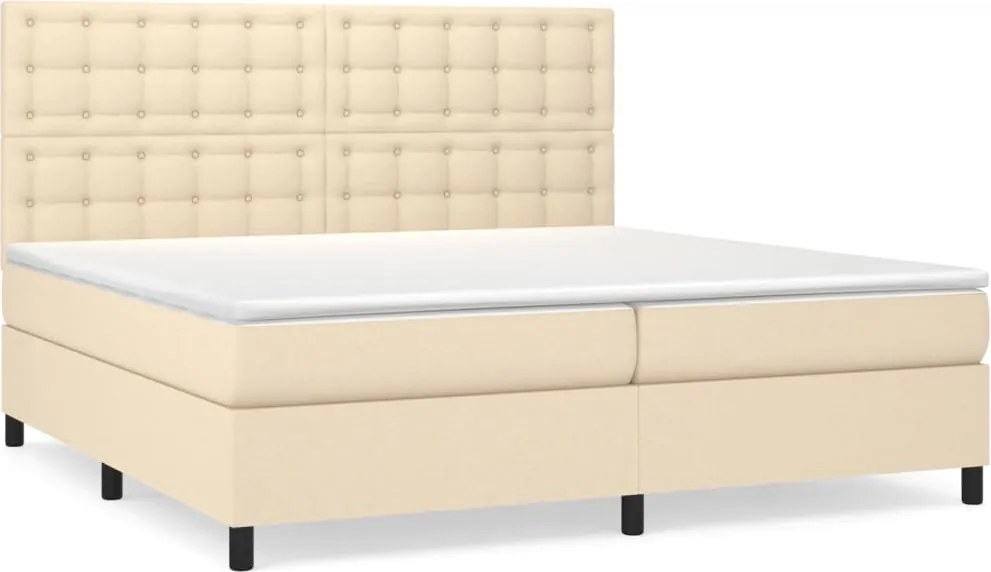 Box spring postel s matrací krémová 200x200 cm textil 3142126