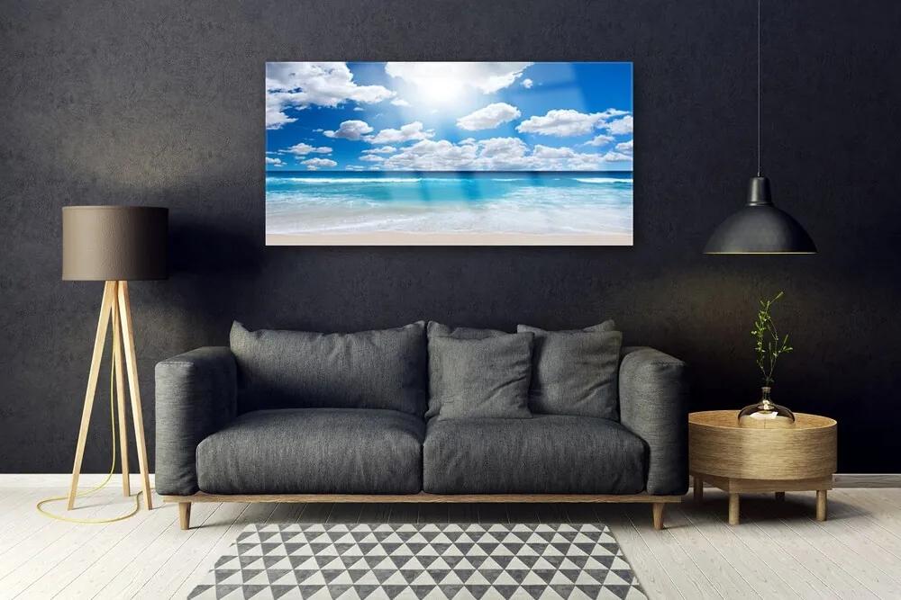 akrylový obraz Moře Pláž Mraky Krajina 120x60 cm