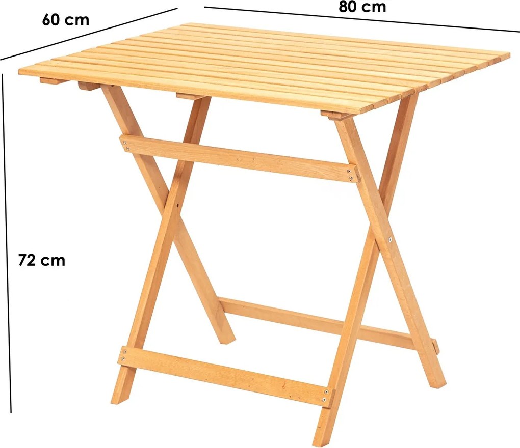 Skládací zahradní odkládací stolek Lipo 80 cm z masivu hnědý