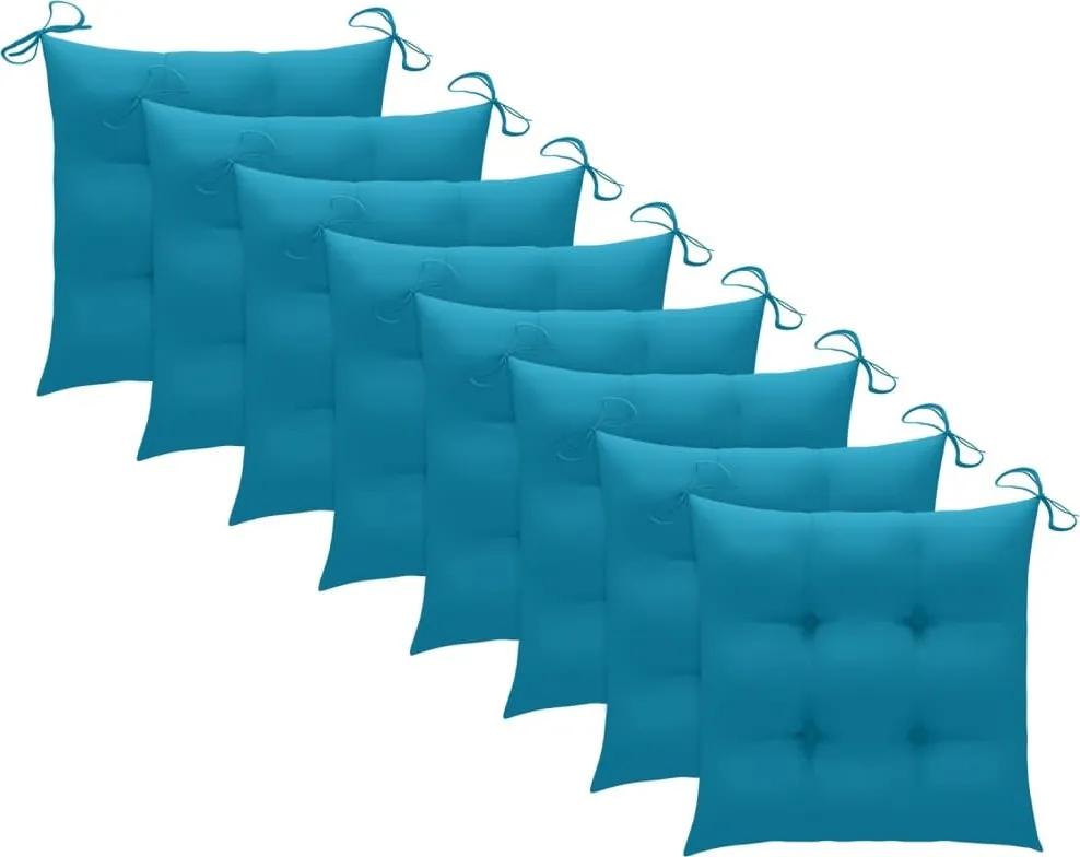 vidaXL Skládací zahradní židle s poduškami 8 ks masivní akácie [3078281] Barva: Světle modrá