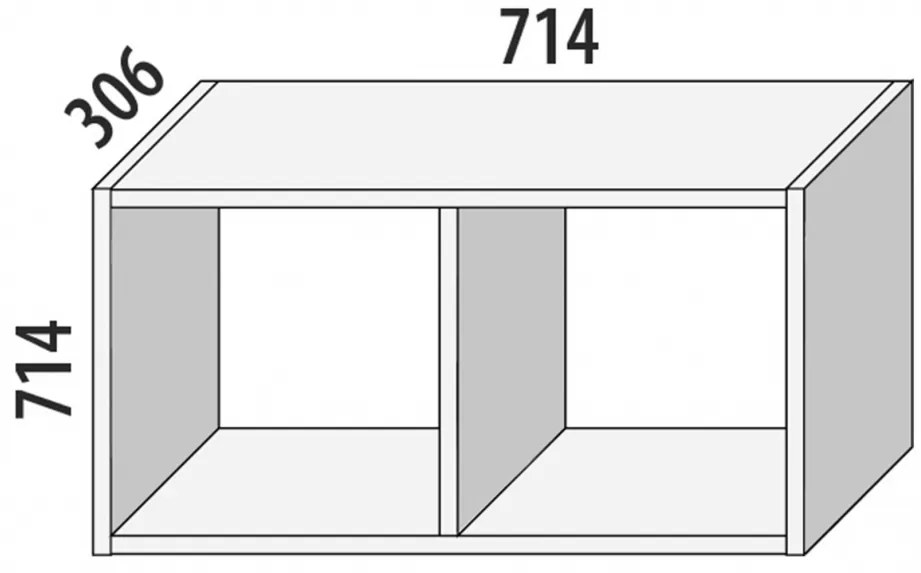 Domestav - DOMINO Skříň závěsná 2 hloubka 306 smrk