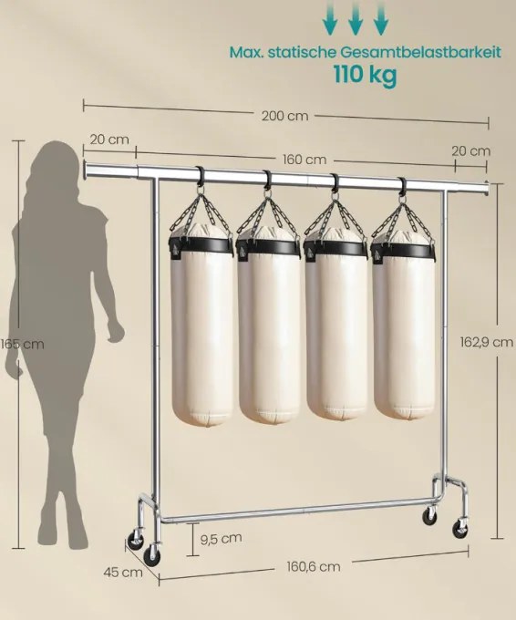 Věšákový stojan na kolečkách HSR176E01 - s poškozením