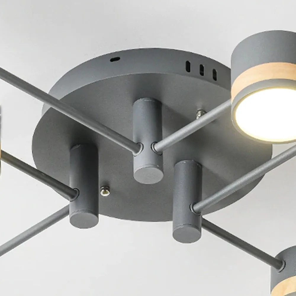 Toolight - LED stropní lampa 6-bodová APP210-3CPR, šedá-hnědá, OSW-08471