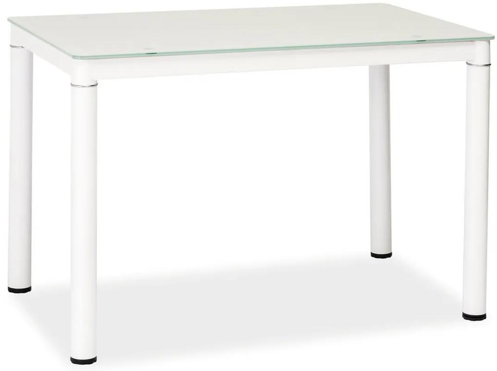 Jídelní stůl GALANT bílý 110x70 cm, bílé sklo a kov