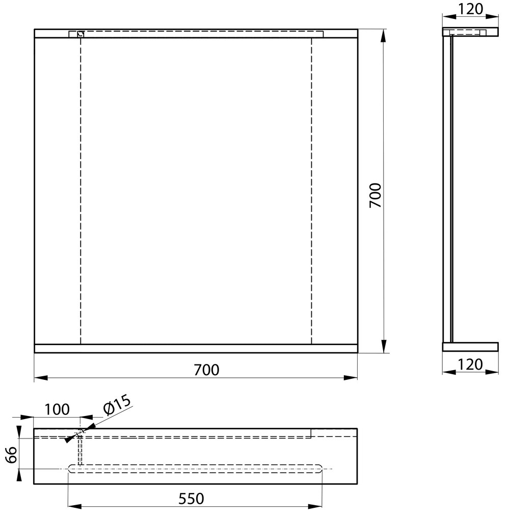 Aqualine Aqualine, KORIN STRIP zrcadlo s LED osvětlením 70x70x12cm, KO380S