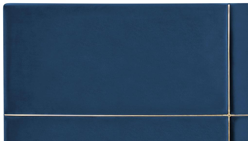 Sametová postel s úložným prostorem 180 x 200 cm modrá VERNOYES Beliani