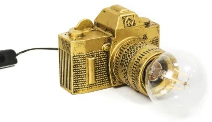Avantgardní světlo ve tvaru fotoaparátu s bočním závitem zlaté