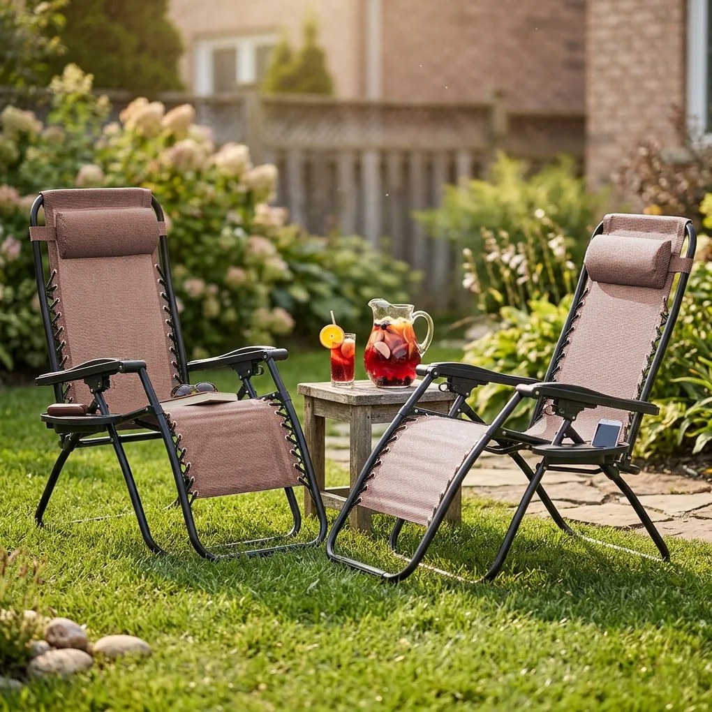 4Home Zahradní plážové polohovací křeslo Relax, hnědá