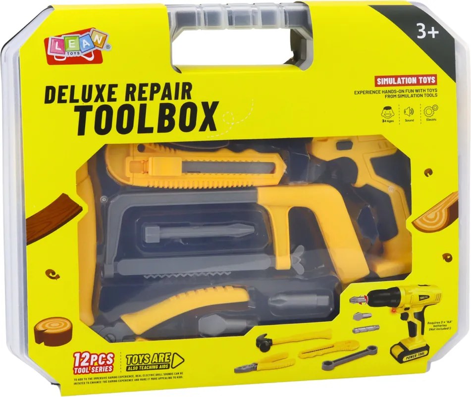 LEAN Toys Dětská sada nářadí vrtačka šroubovák světla zvuky kufřík